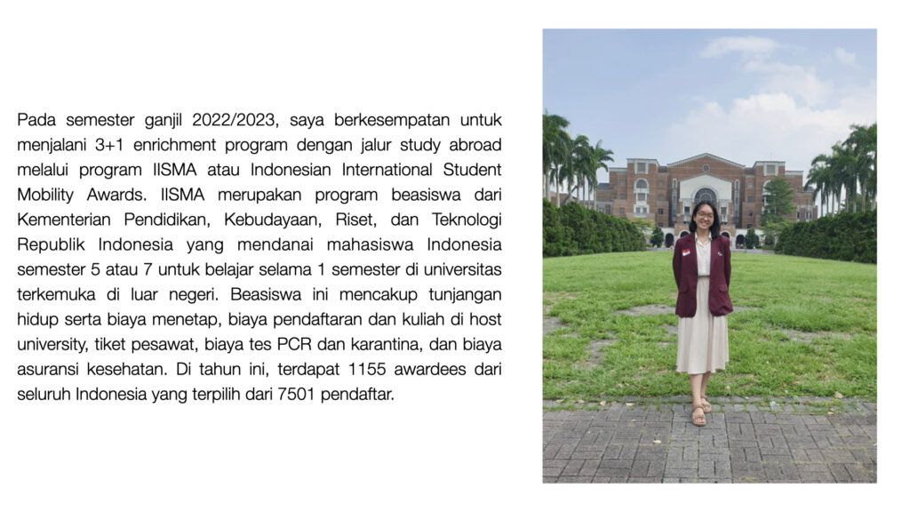 Study Abroad IIISMA Valencia Devina ke Taiwan – Department of Food Technology